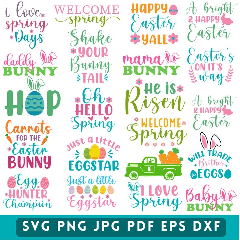 Spring Svg Bundle, Easter Svg Bundle, Welcome Spring Svg, Happy Easter Svg, Retro Flower Svg ...