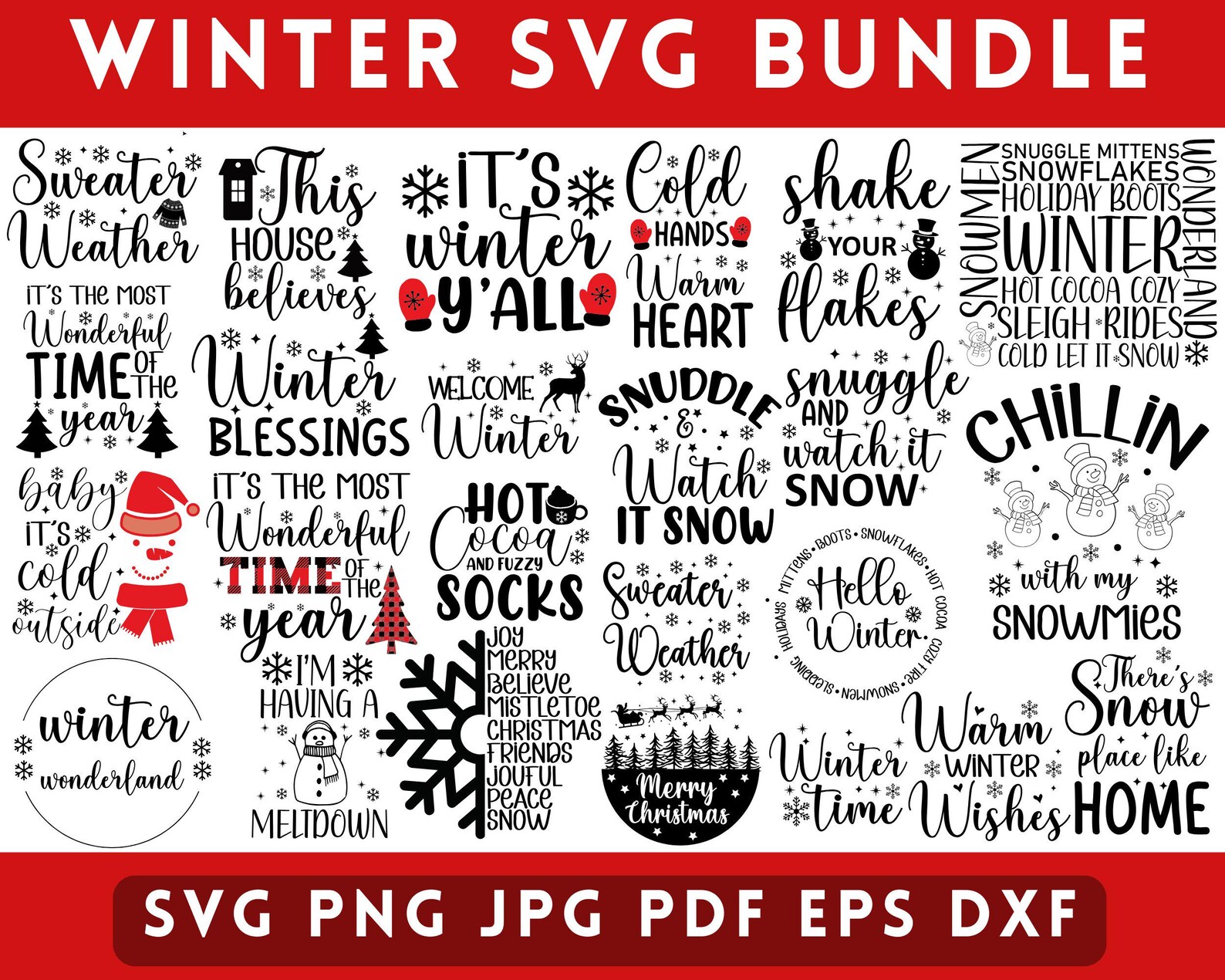 Winter Svg Bundle | Holidays Svg| Christmas Svg | Funny Winter Quotes ...