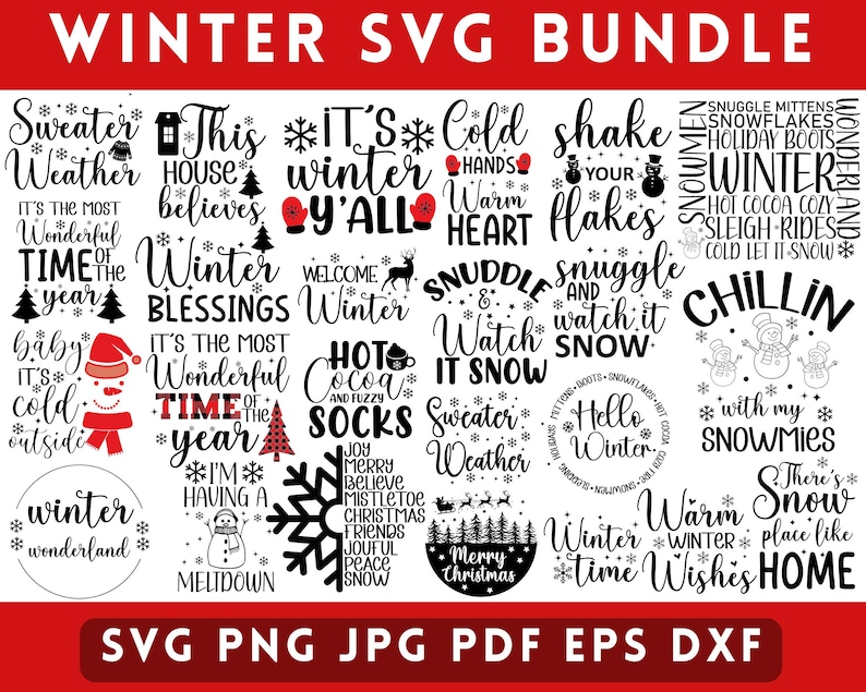 Winter Svg Bundle | Holidays Svg| Christmas Svg | Funny Winter Quotes ...