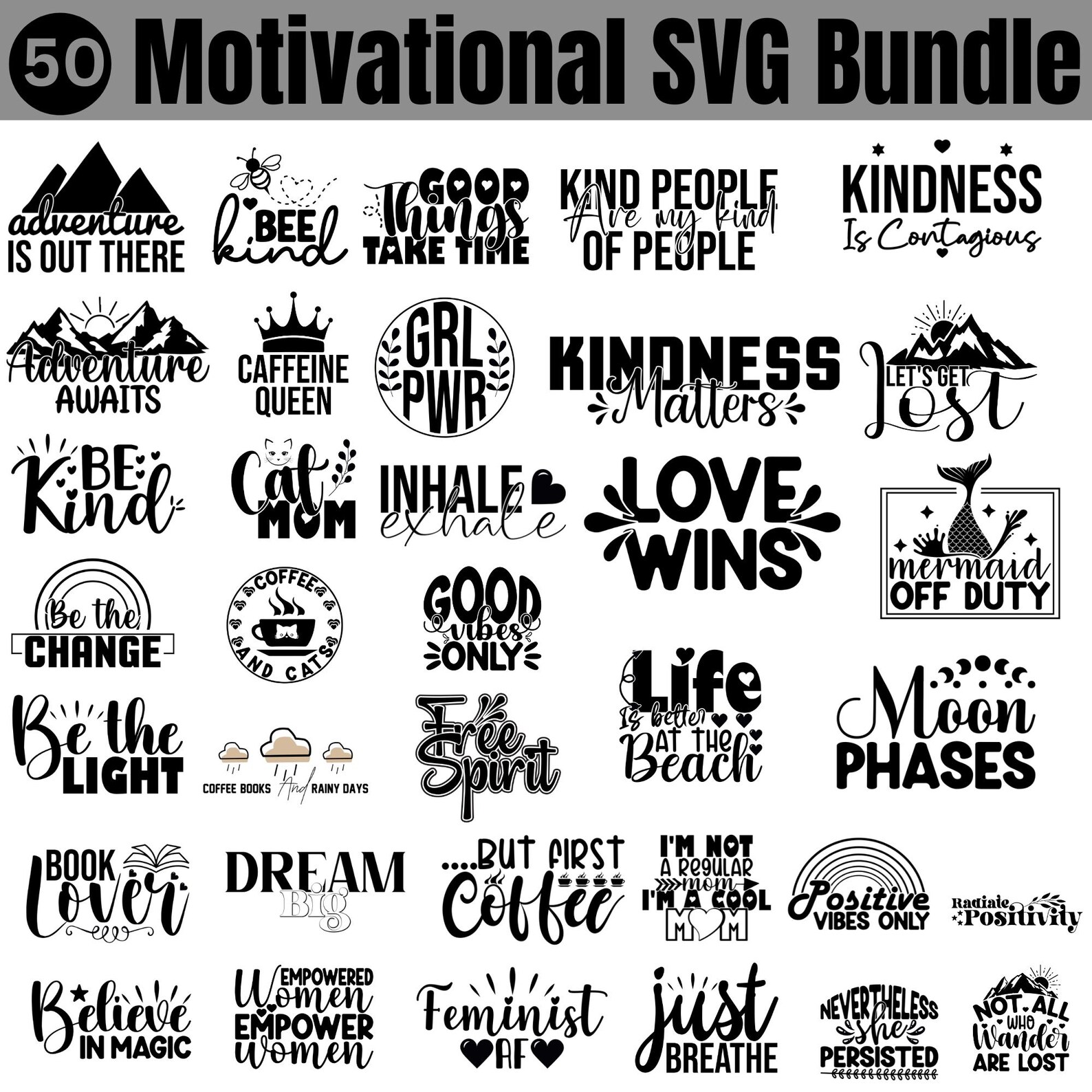 50 Motivational Quotes Svg Bundle | Inspirational Quotes Svg ...