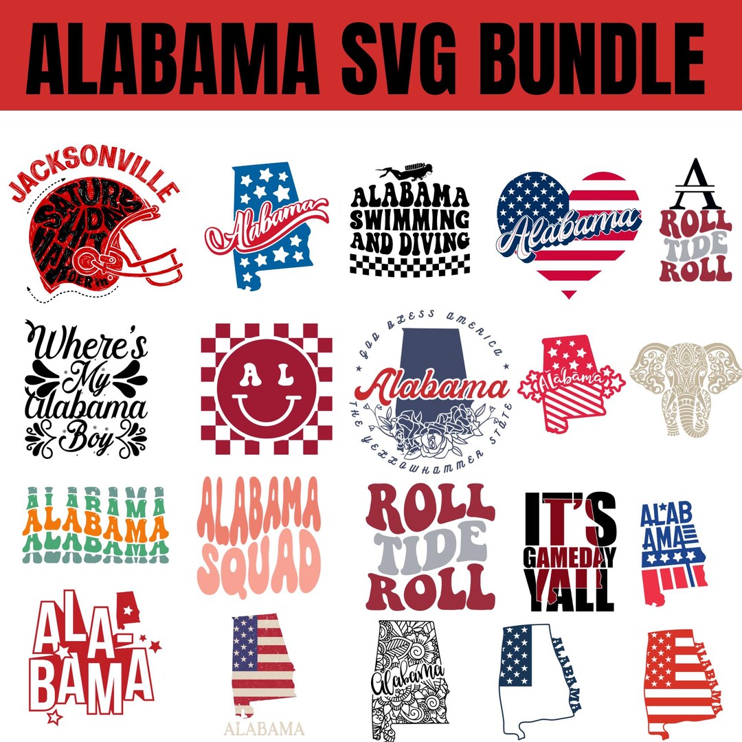 Alabama Svg Png Bundle | Roll Tide Svg | Alabama Football Svg | Alabama ...