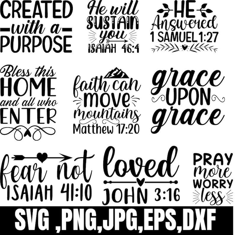 Bible Verse Svg Png Bundle | Christian Clipart | Religious Quote Svg ...