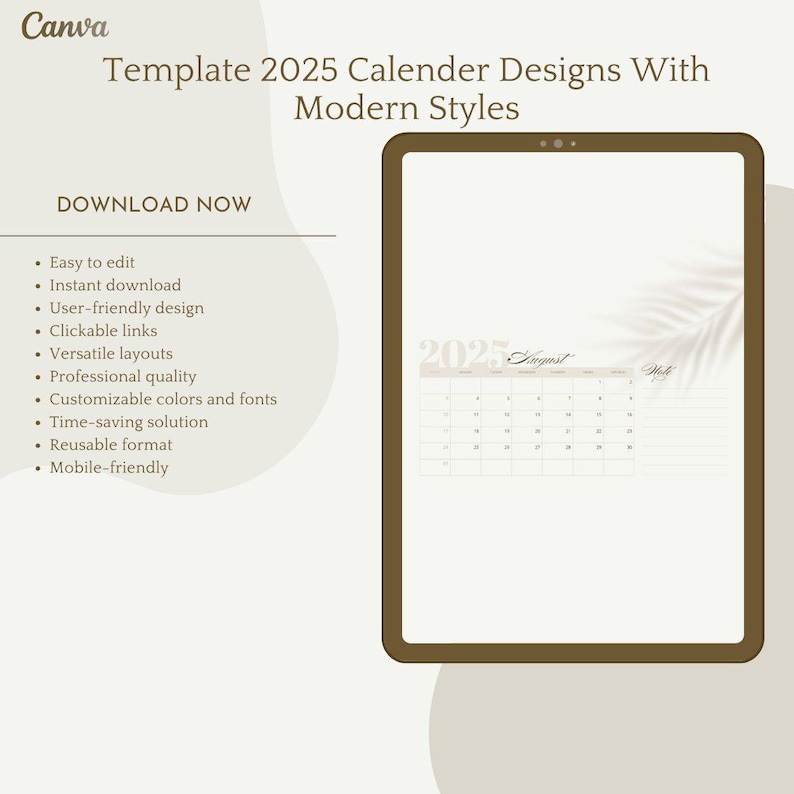 2025 Calendar Printable | Editable Canva Calendar Templates | Wall ...