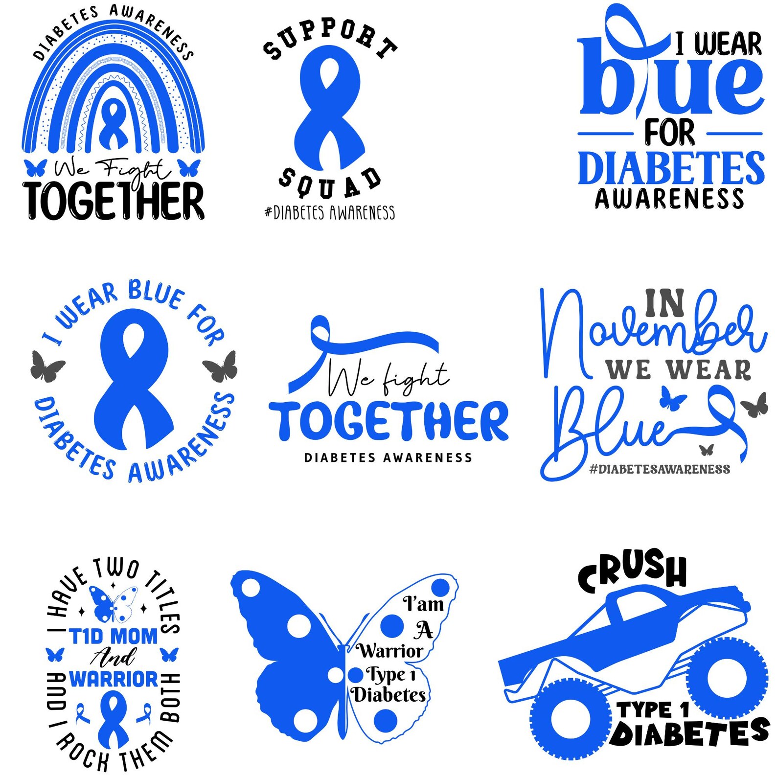 Diabetes Awareness Svg Bundle | Diabetes Png | Blue Ribbon Png ...