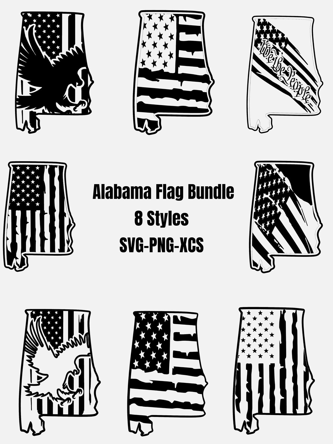 Alabama US Flag Bundle's | Alabama State Flag | Alabama Silhouette Cut ...
