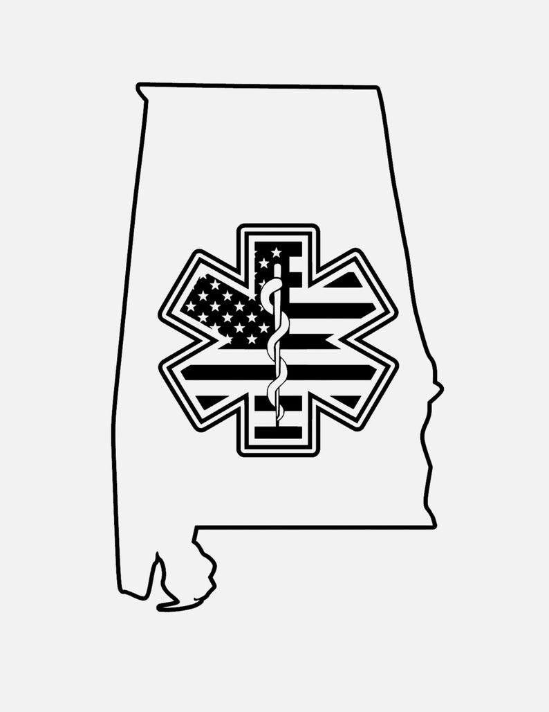 Alabama Emt Bundle | Alabama State Outline | Emt and Leo Design ...