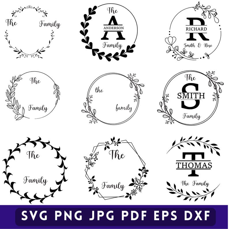 Family Name Svg, Family Name Monogram Bundle, Monogram Alphabet ...