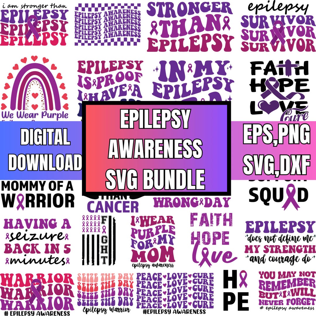 Epilepsy Awareness SVG Bundle | Purple Ribbon & Warrior Designs ...