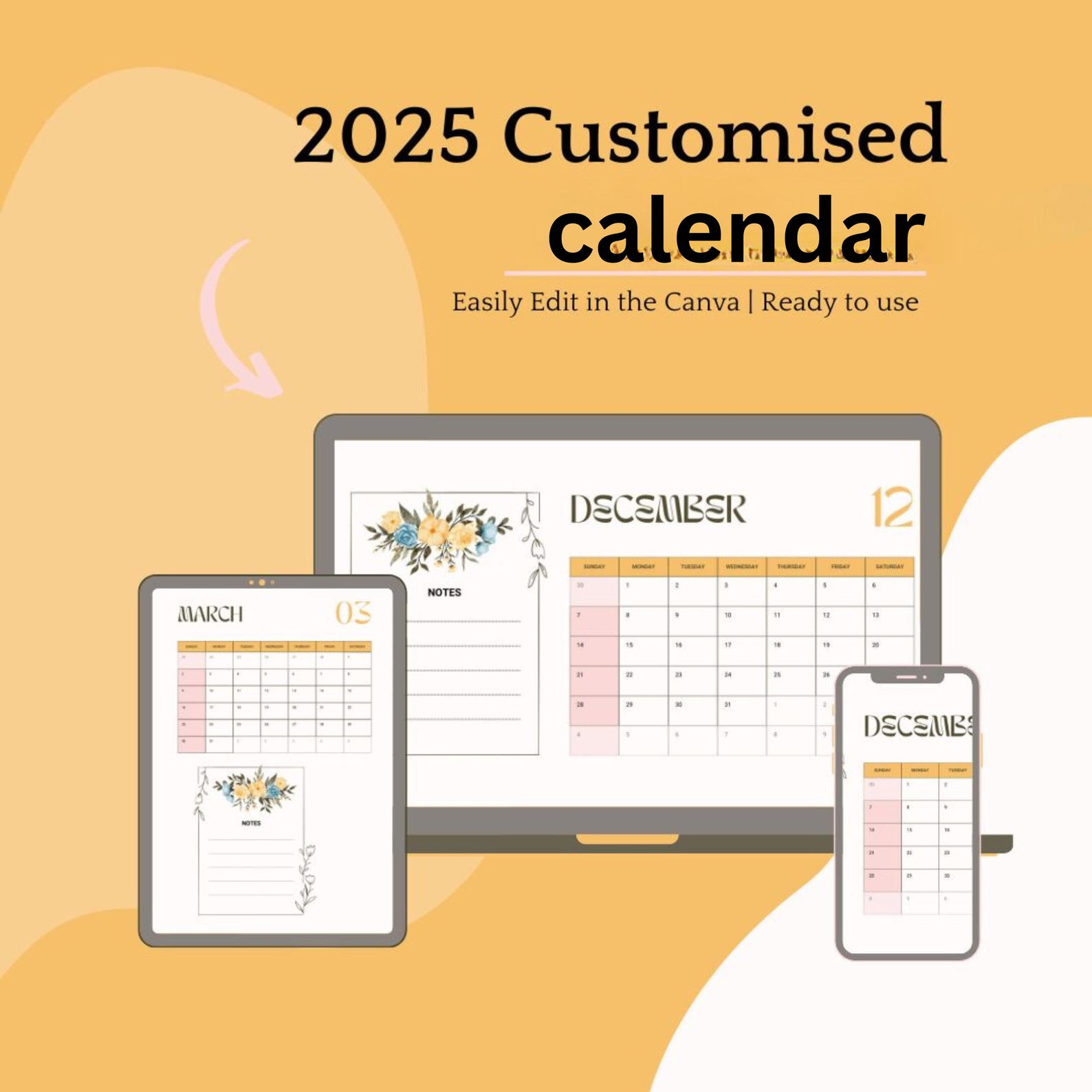 2025 Calendar Printable | Editable 2025 Calendar Templates | Wall ...