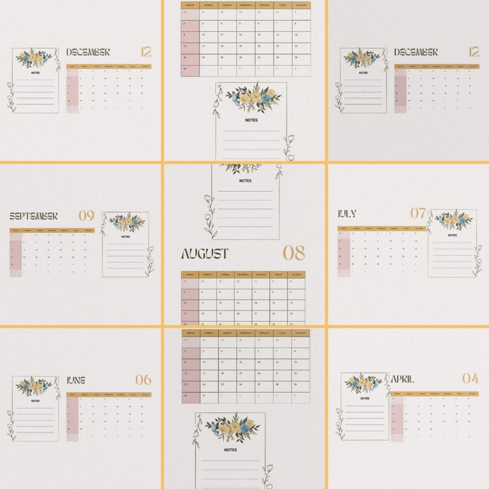 2025 Calendar Printable | Editable 2025 Calendar Templates | Wall ...
