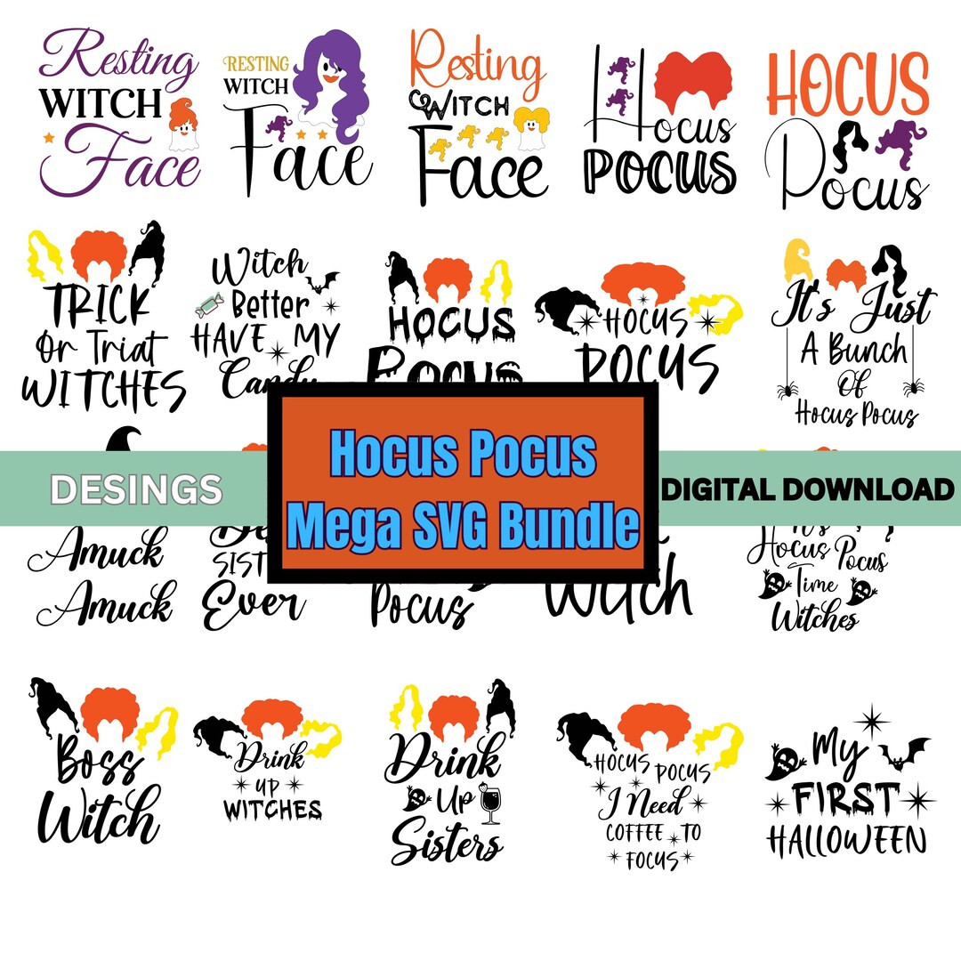 Hocus Pocus Svg Bundle | Hocus Pocu Clipart | Sanderson Sisters Svg ...