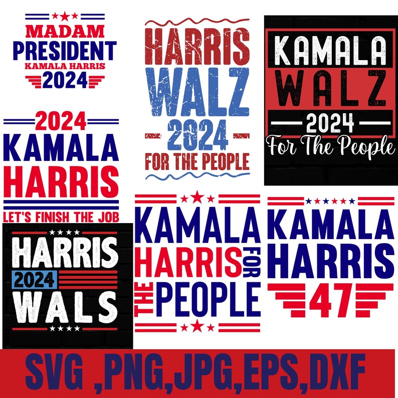 55kamala Harris 2024 Svg Bundle | Kamala Harris Shirt Svg | Harris Tim ...