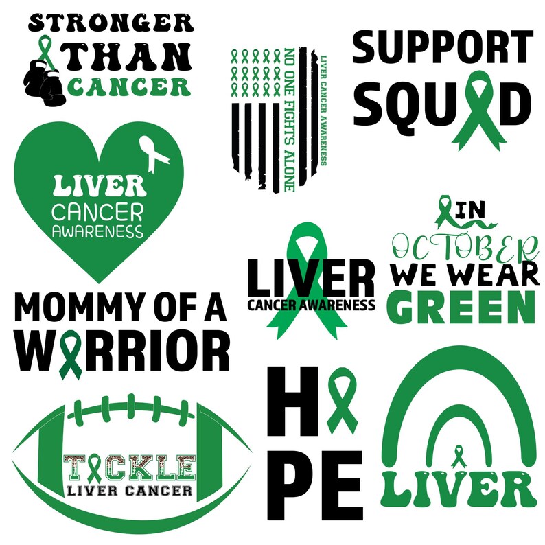 Liver Cancer Svg Bundle | Cancer Awareness & Survivor Svg | Green ...