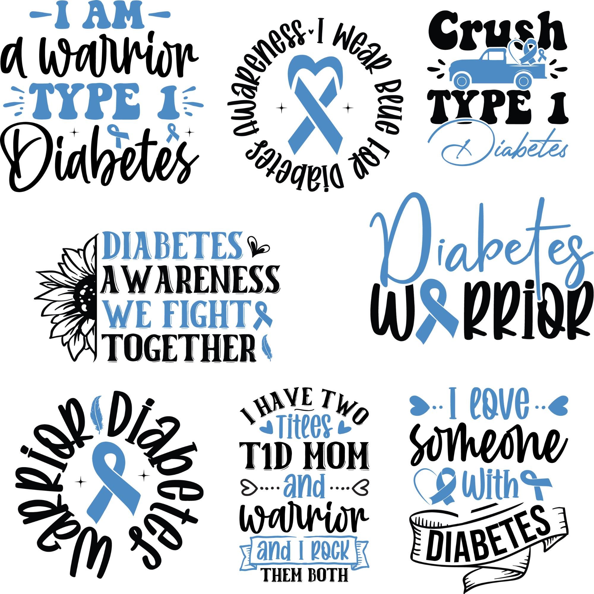 Diabetes Awareness Svg Bundle | Diabetes Png | Blue Ribbon Png ...