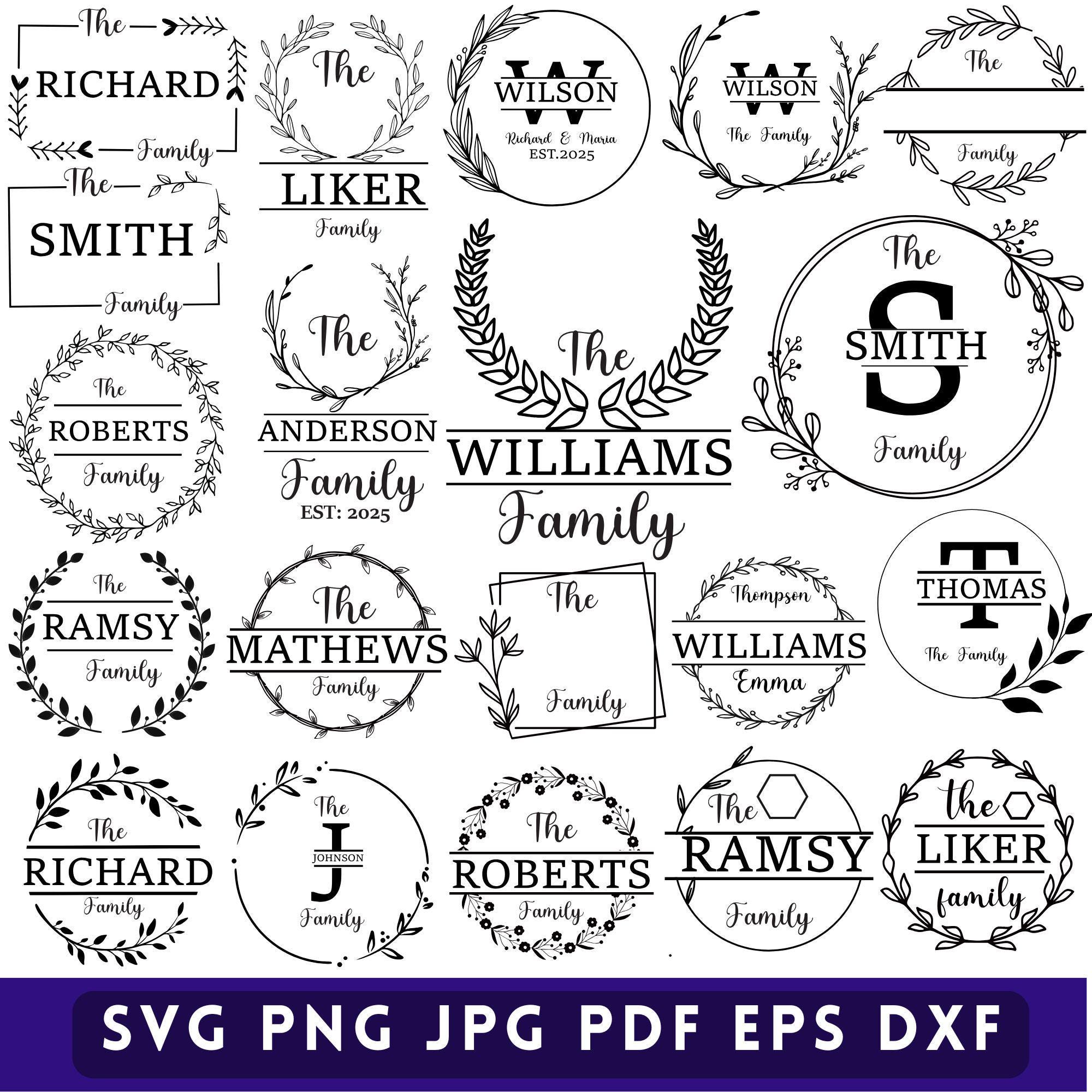 Family Name Svg, Family Name Monogram Bundle, Monogram Alphabet ...
