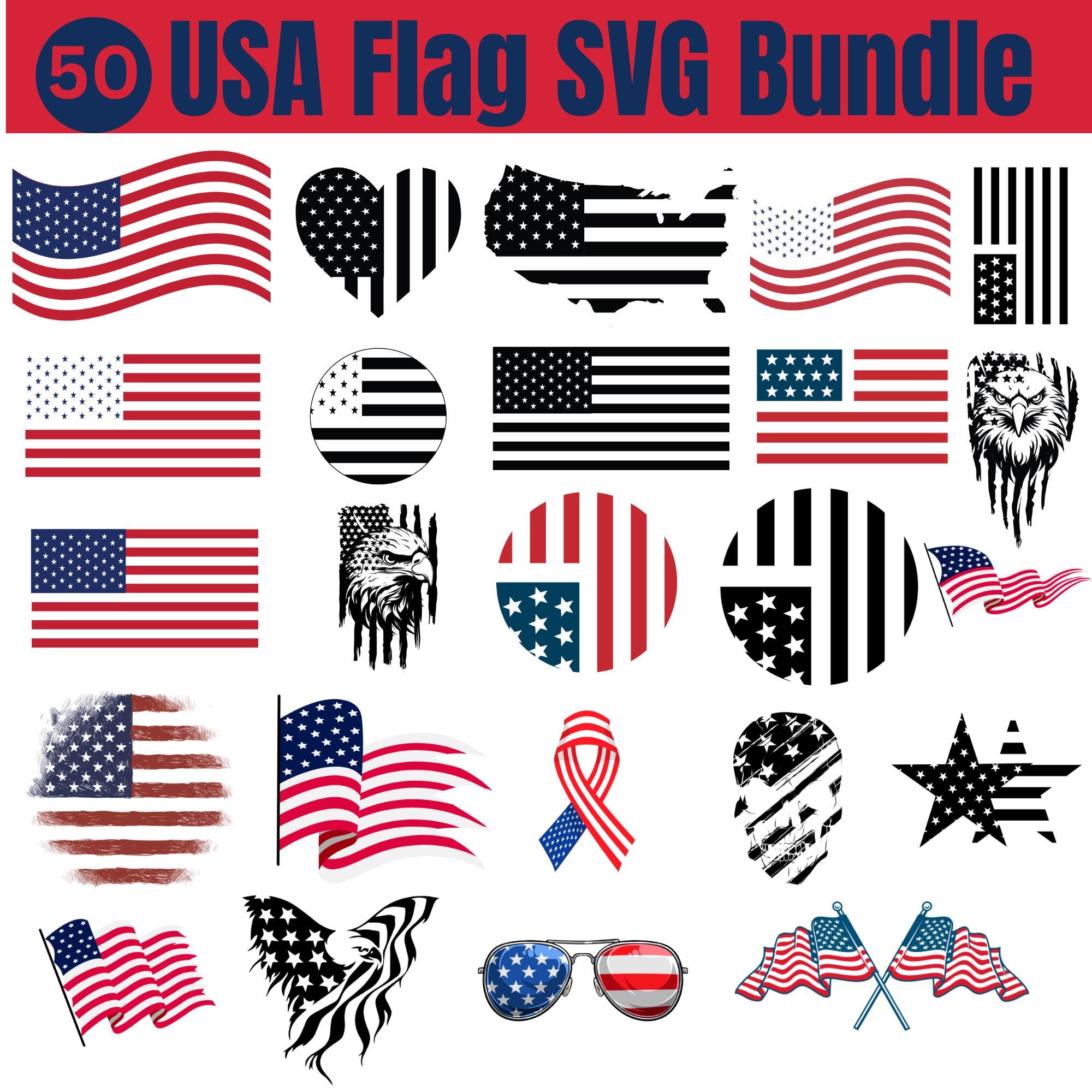 American Flag Svg Bundle | Flag Svg | Us Flag Svg | Distressed Flag Svg ...