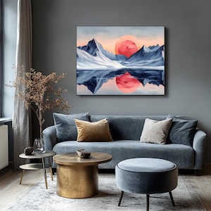 Surreal Sunset Mountain Art Print Cubist Landscape Decor - Etsy
