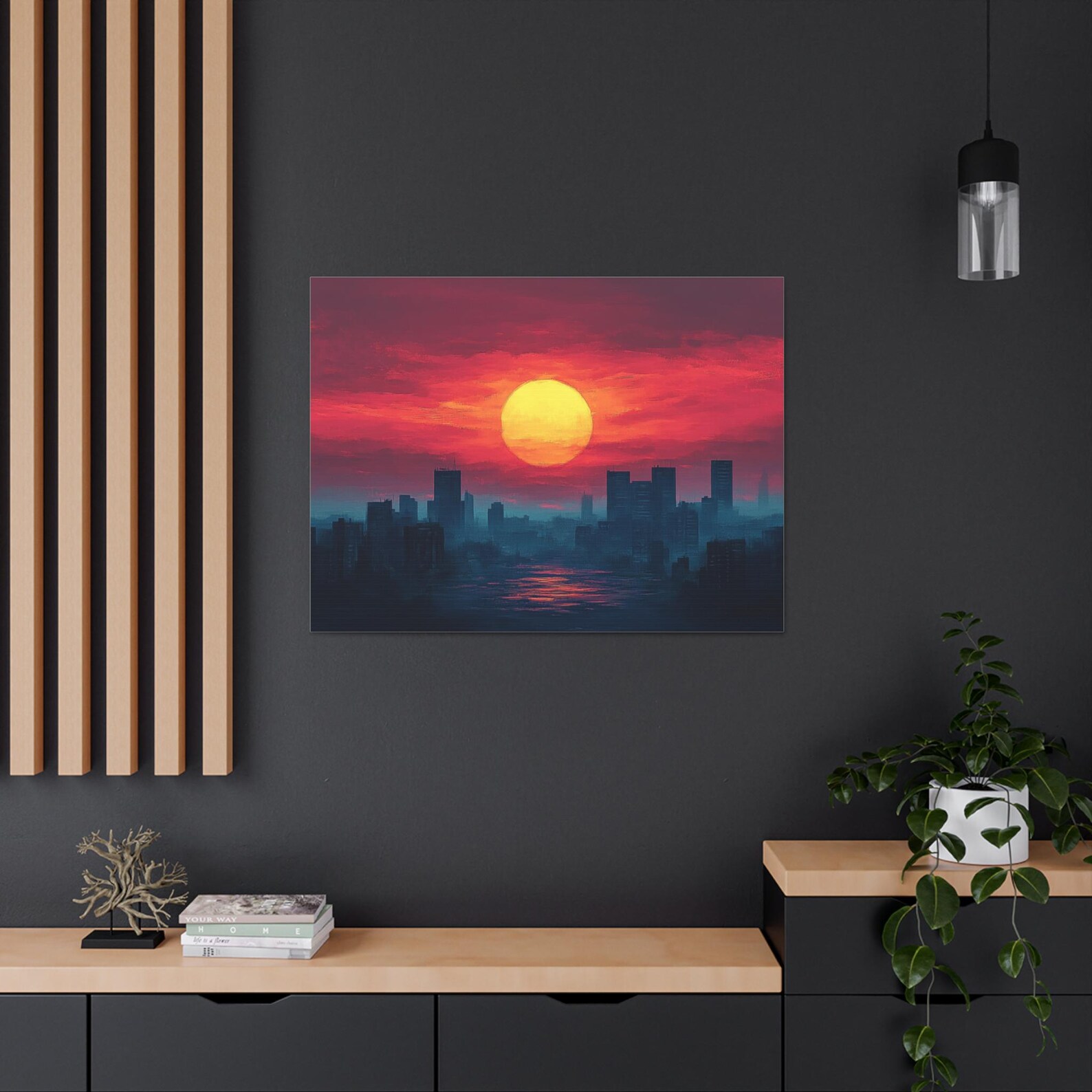 Modernism Urban Sunset Canvas Art Vibrant Cityscape Wall Decor - Etsy
