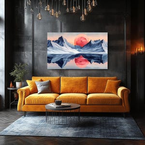Surreal Sunset Mountain Art Print Cubist Landscape Decor - Etsy