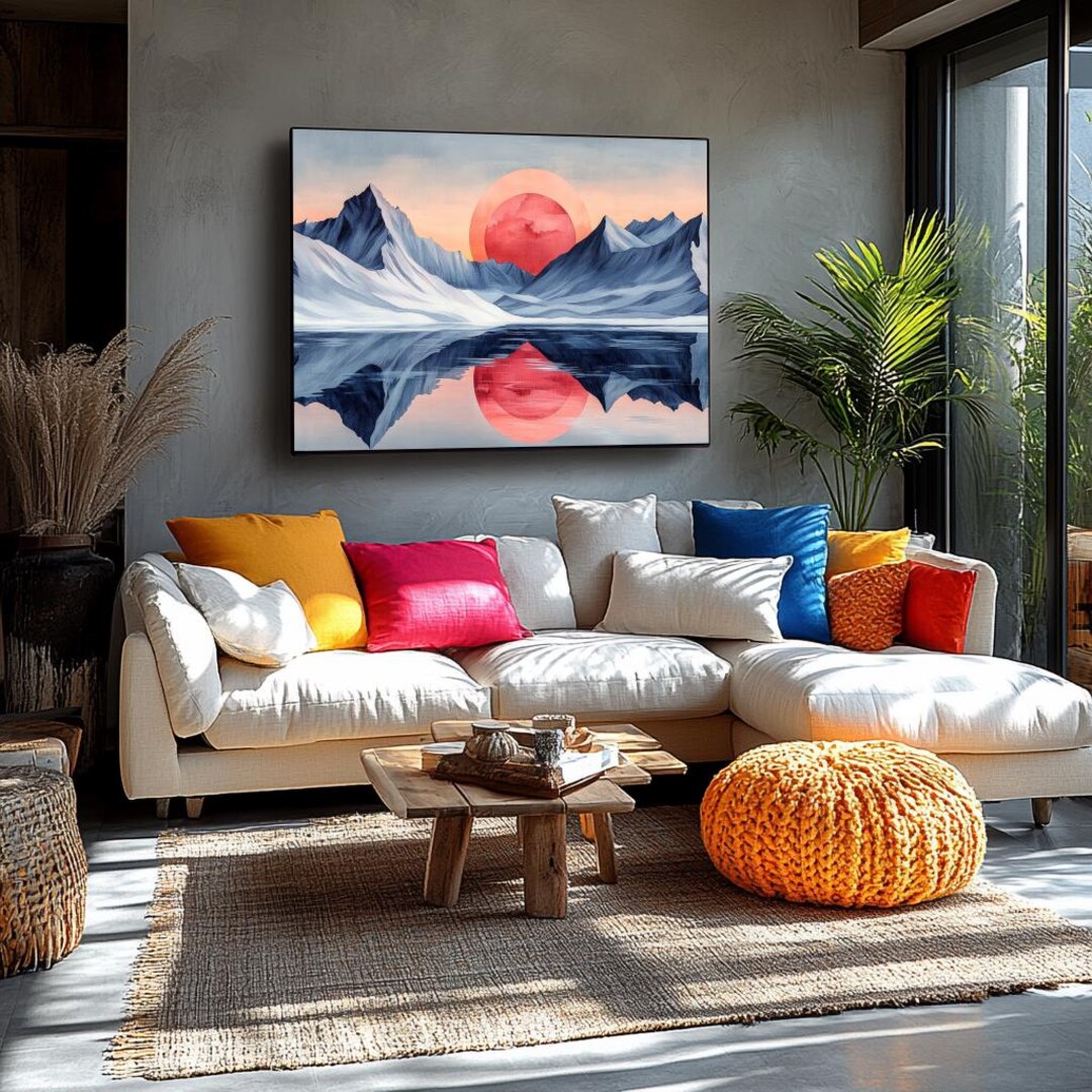 Surreal Sunset Mountain Art Print Cubist Landscape Decor - Etsy