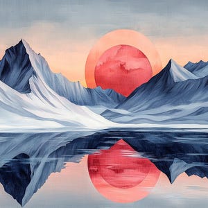 Surreal Sunset Mountain Art Print Cubist Landscape Decor - Etsy