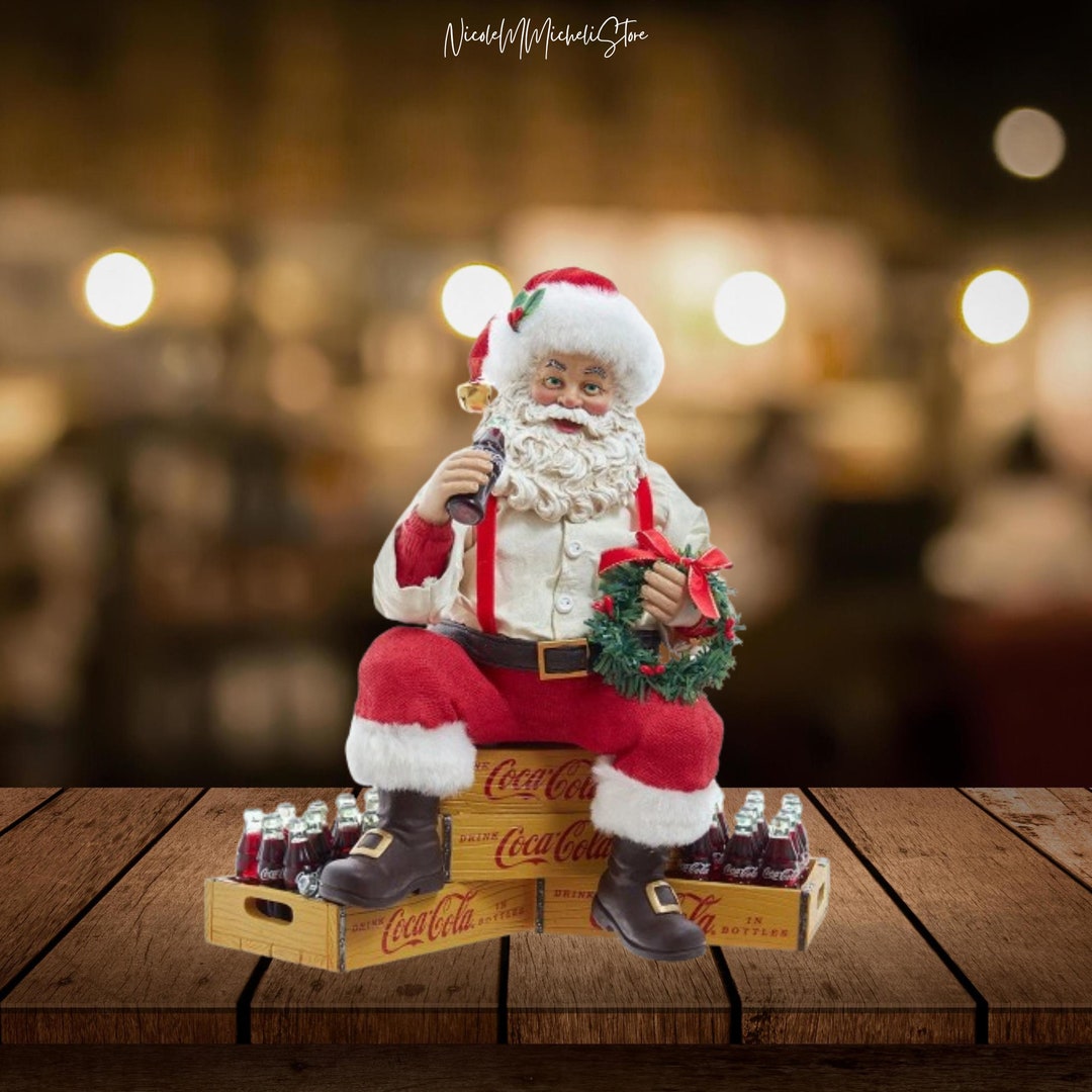9-inch Santa From Coca-cola Perched Atop Crates - Etsy