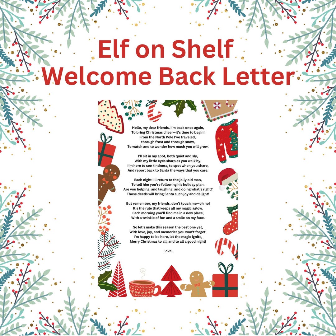 Elf on the Shelf Printable, Elf on the Shelf Letter, Welcome Back Elf ...