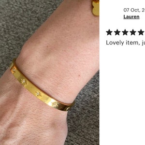 Gold Bangle Cz North Star Cuff Boho 18k Gold Plated Minimal Bracelet ...