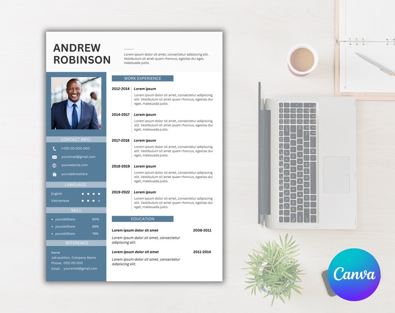 Editable Modern CV Template Professional Resume - Etsy