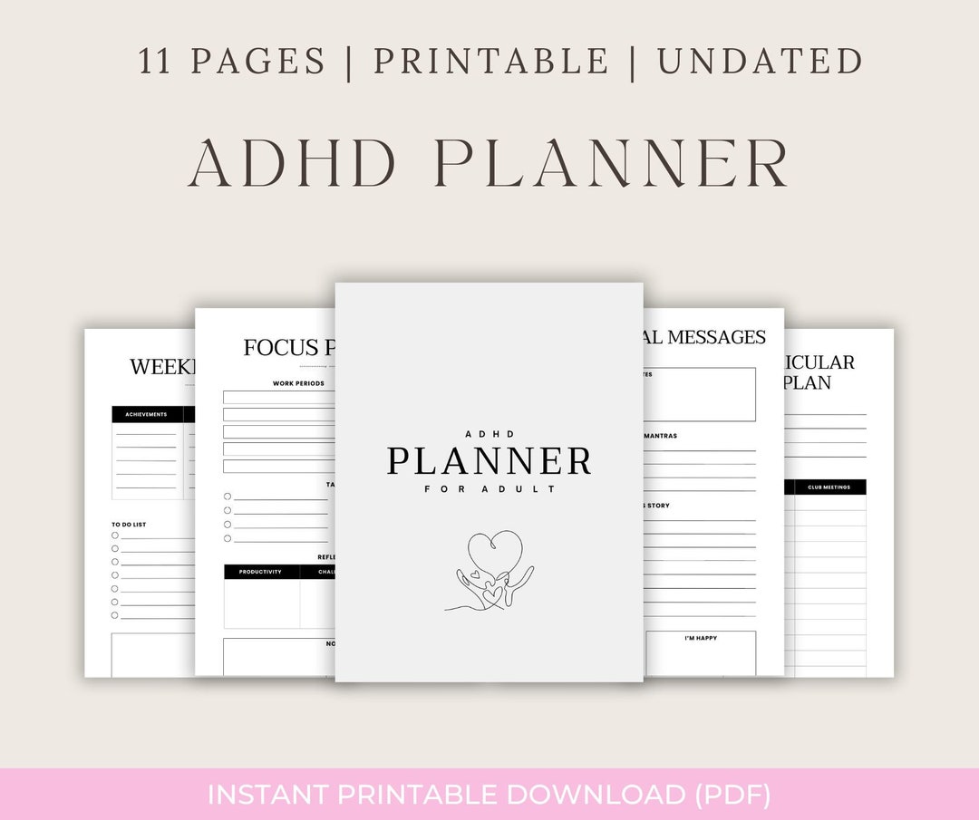 ADHD Planner Printable ADHD Journal ADHD Focus Planner - Etsy