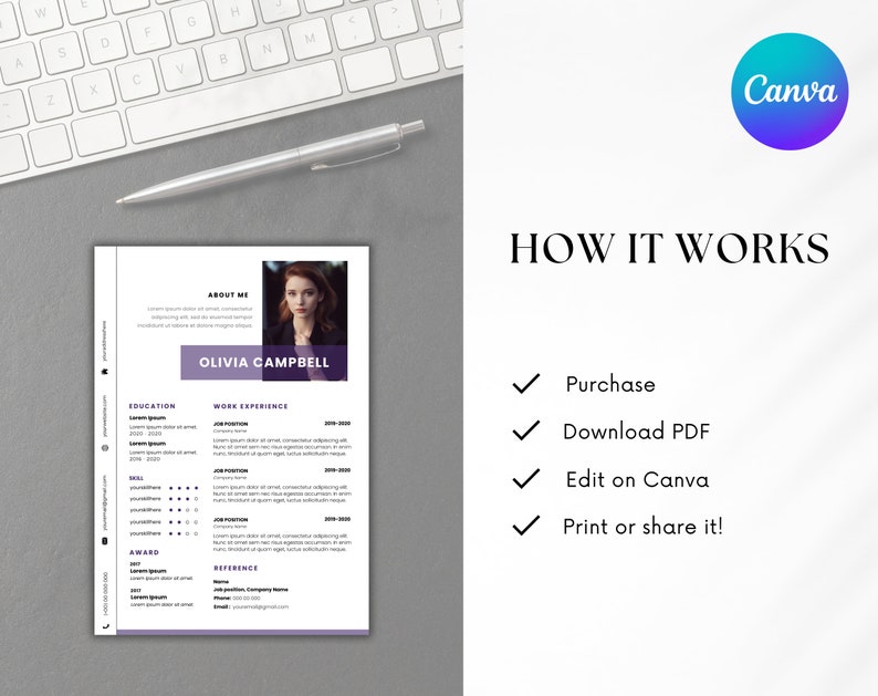Editable Modern CV Template Professional Resume - Etsy