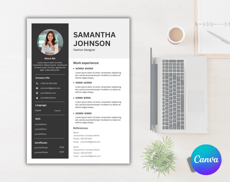Editable Modern CV Template Professional Resume - Etsy