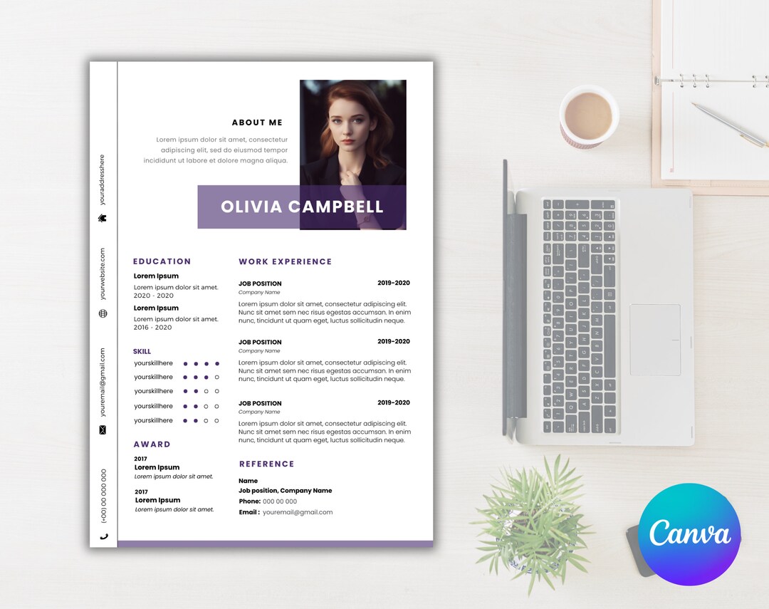 Editable Modern CV Template Professional Resume - Etsy