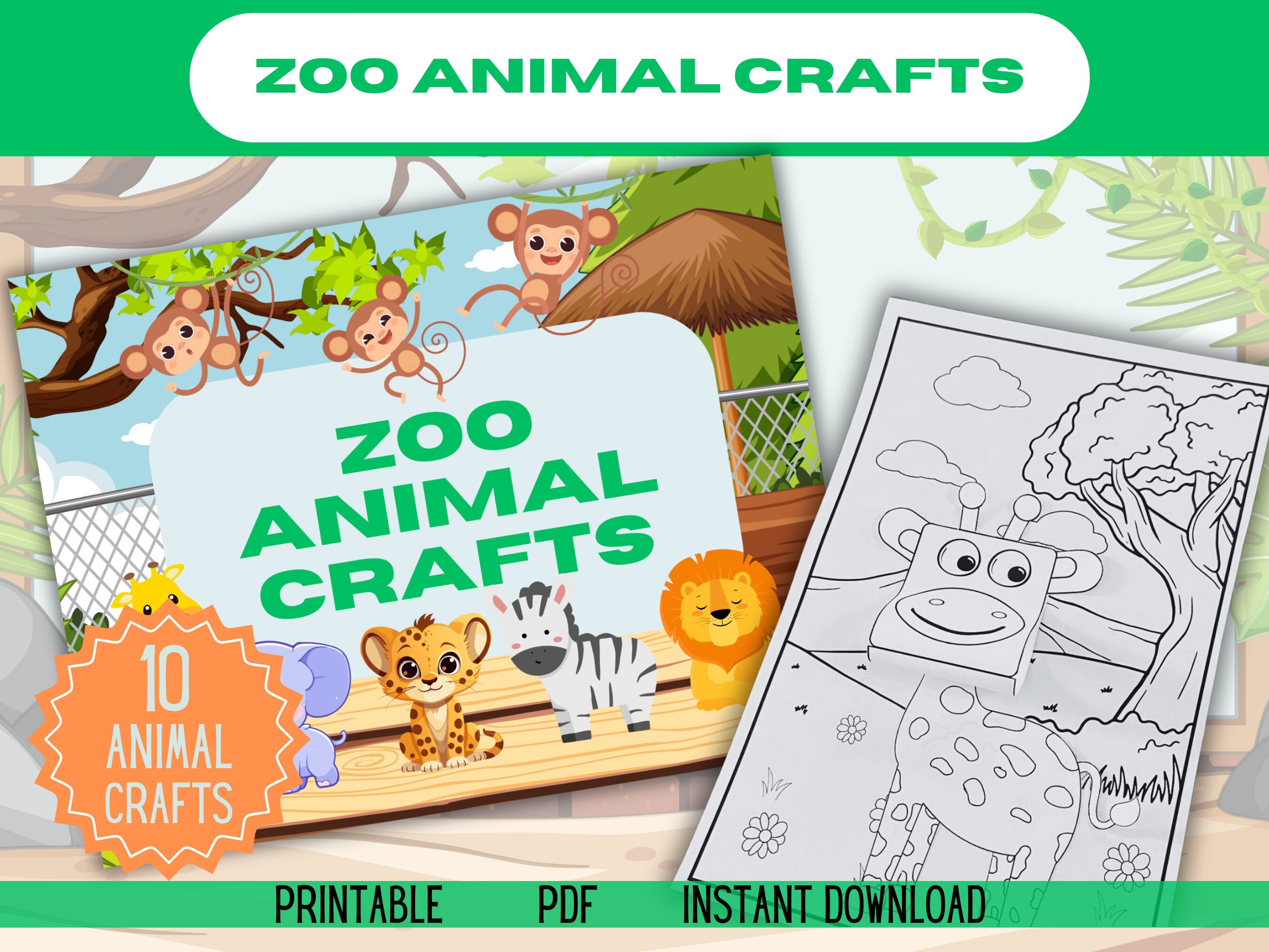 Zoo Animal Crafts Printable Kids Activity - Etsy