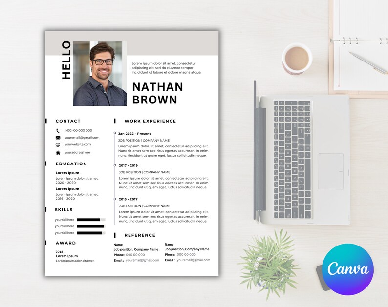 Editable Modern CV Template Professional Resume - Etsy