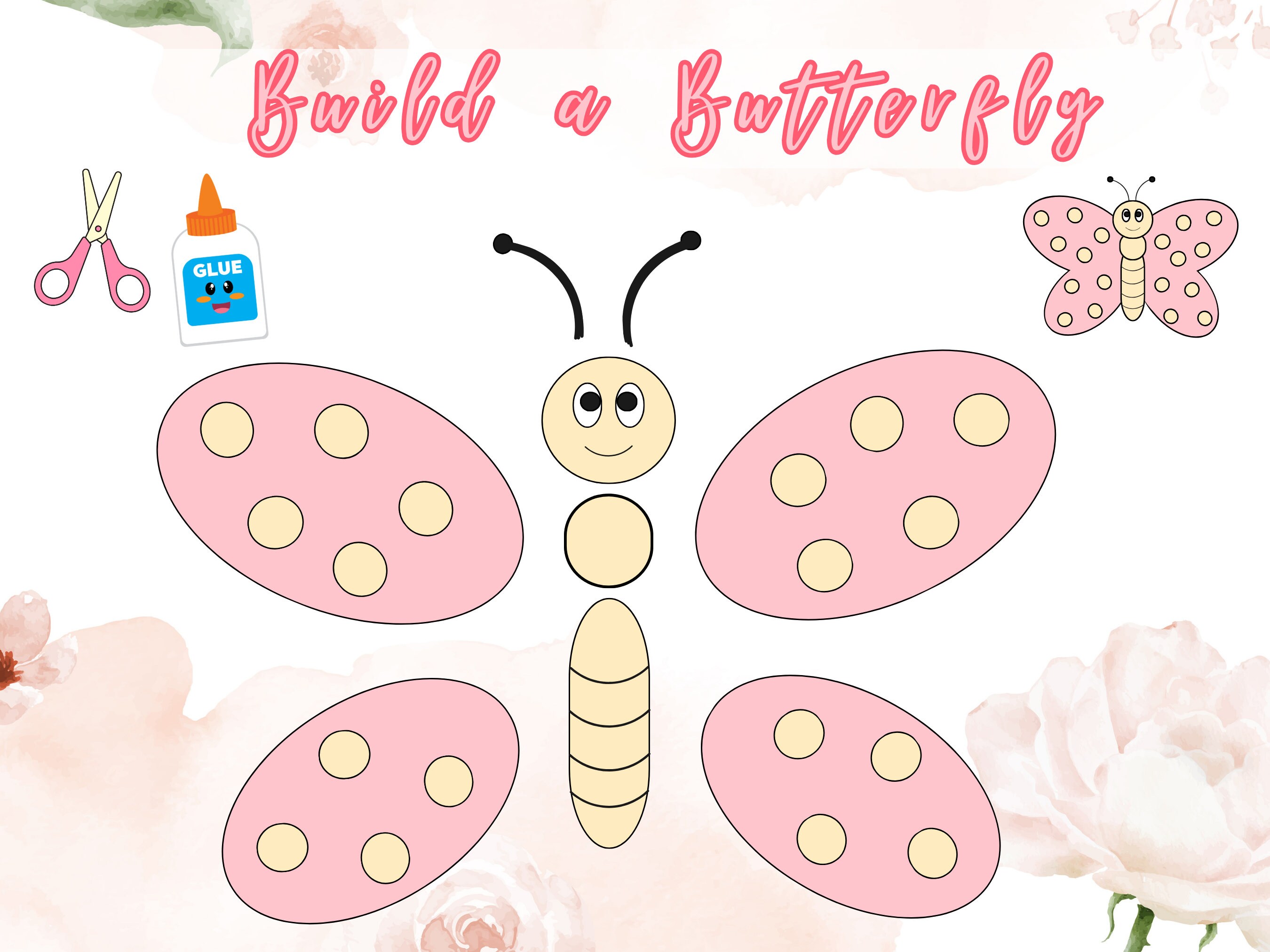 Build a Butterfly Spring Cut and Glue Activity Printable Kids Activity ...