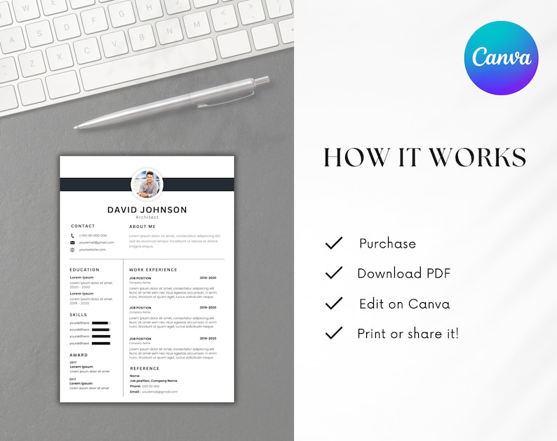 Editable Modern CV Template Professional Resume - Etsy