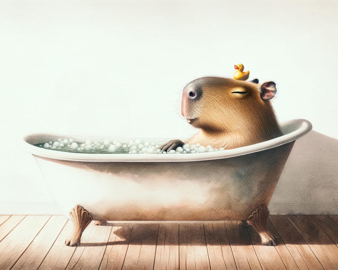 Capybara Bathroom Art | Capybara Bath Poster | Kids Bathroom Art ...