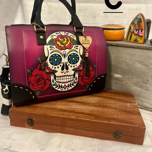 Tooled Handmade Leather, Sugar Skull Purse. - Etsy