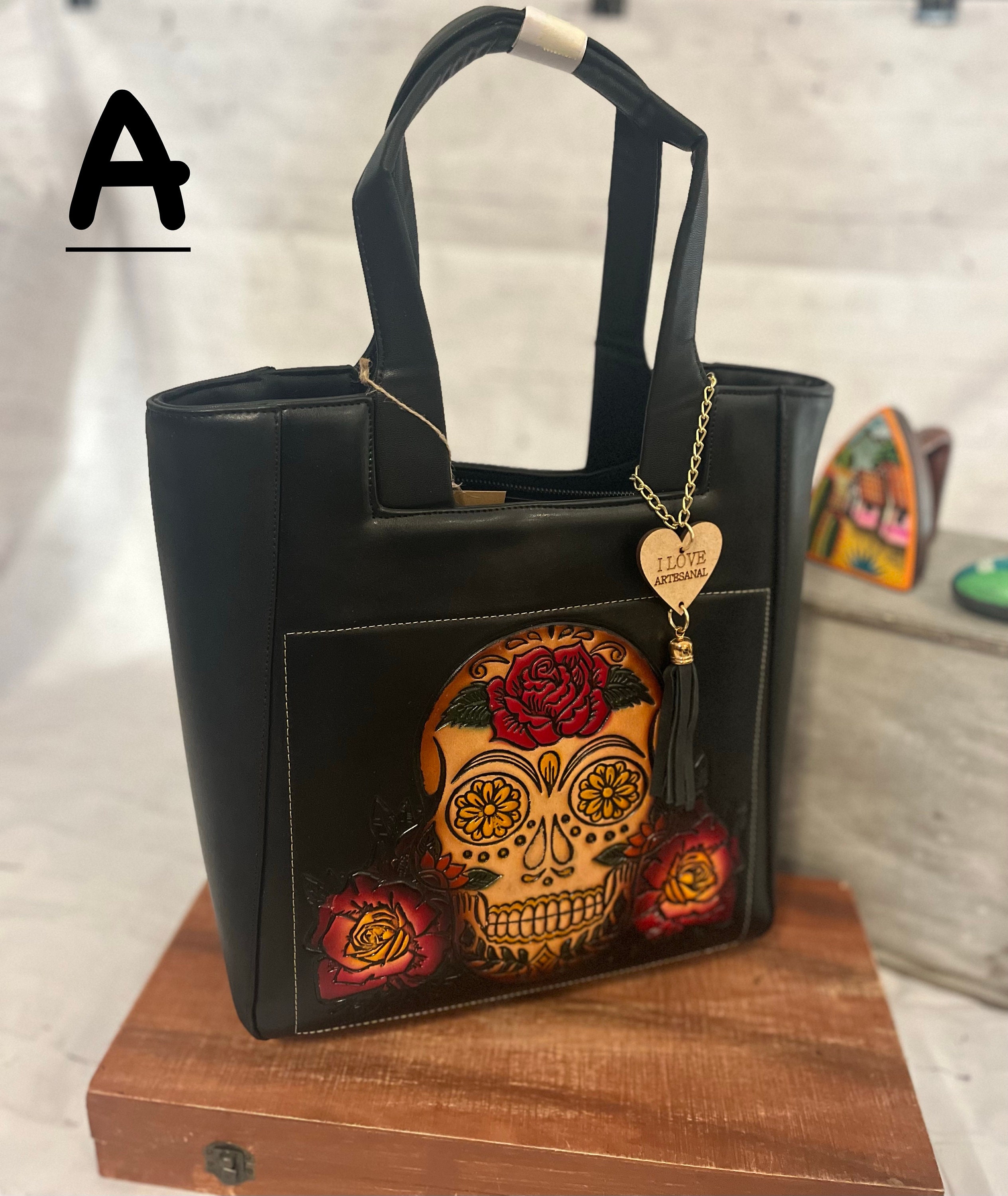 Tooled Handmade Leather, Sugar Skull Purse. - Etsy