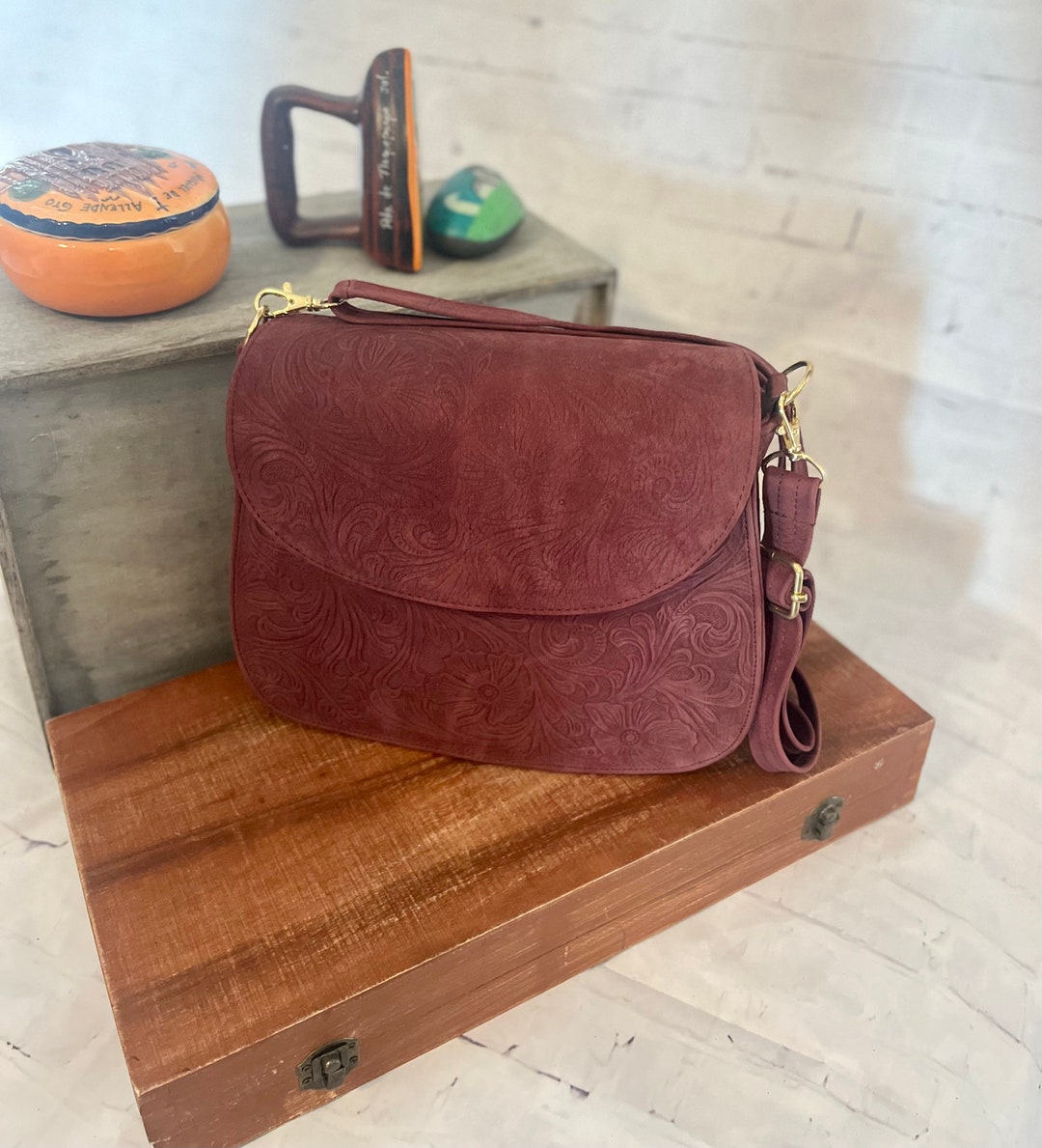 Handmade Tooled Leather Purse, With Detachable Strap to Use as Shoulder ...