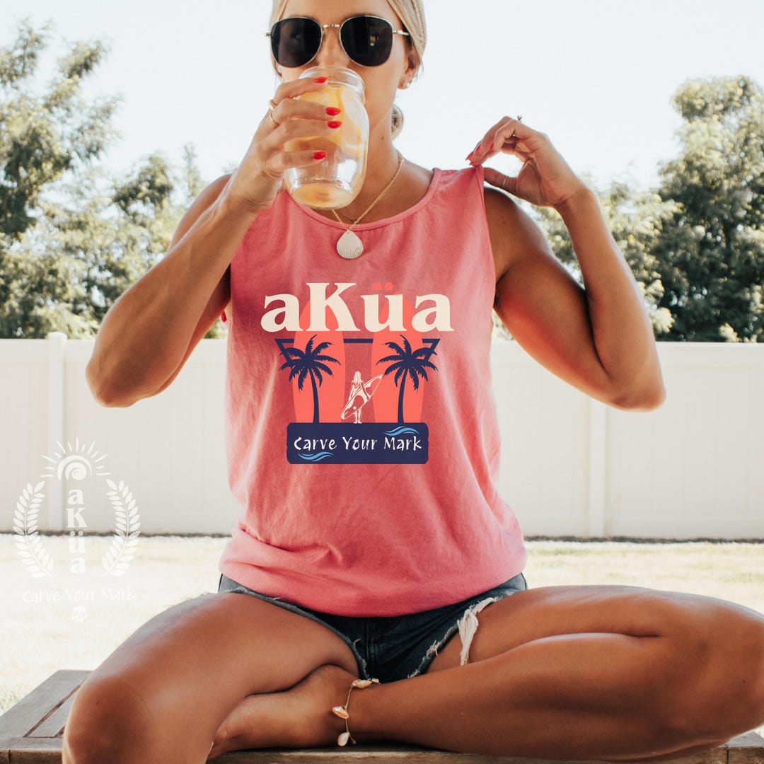 Comfort Colors Tank, Girl Surf Tank, Hawaiian Surfer Girl, Girl Tank ...