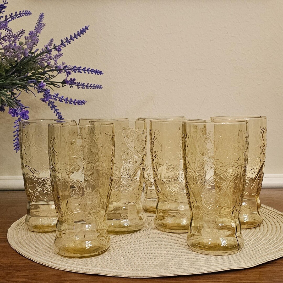 Madrid Amber Glass Set by Federal Glass - 8 Pieces - Etsy