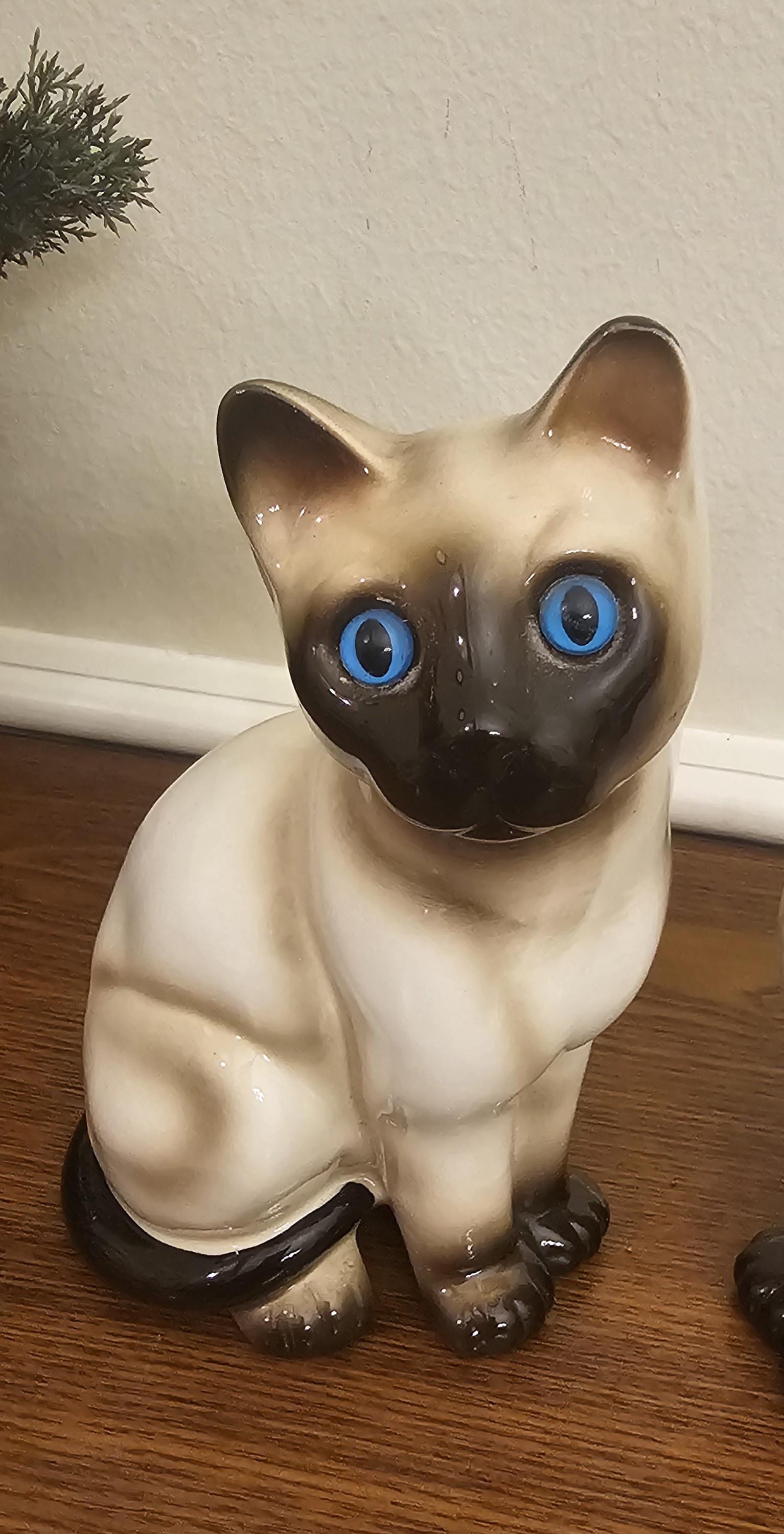Pair of Vintage Ceramic Siamese Cat Figures 7 Tall Kittens - Etsy