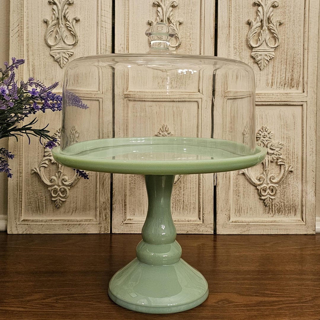 Pioneer Woman Jadeite Glass Domed Cake Stand – 10.5” Diameter, 13.5” Tall - Etsy