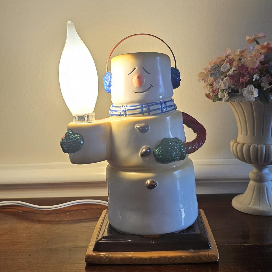 Vintage Ceramic Christmas S'mores Marshmallow Snowman Night Light - Etsy
