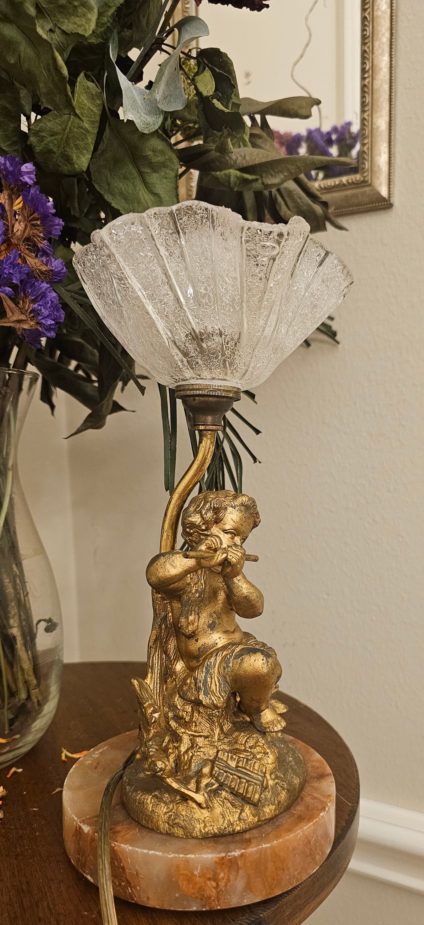 Gold Painted Cherub Table Lamp - Etsy