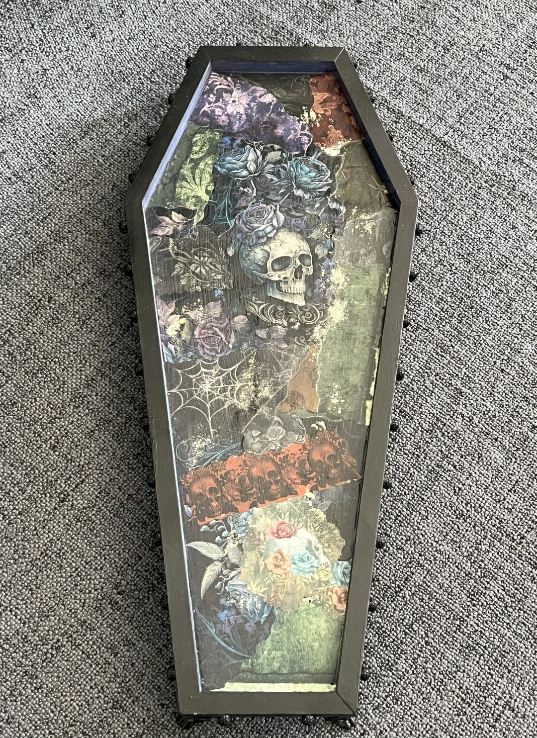 Handmade Gothic Skull Flowers Coffin Tray - Etsy