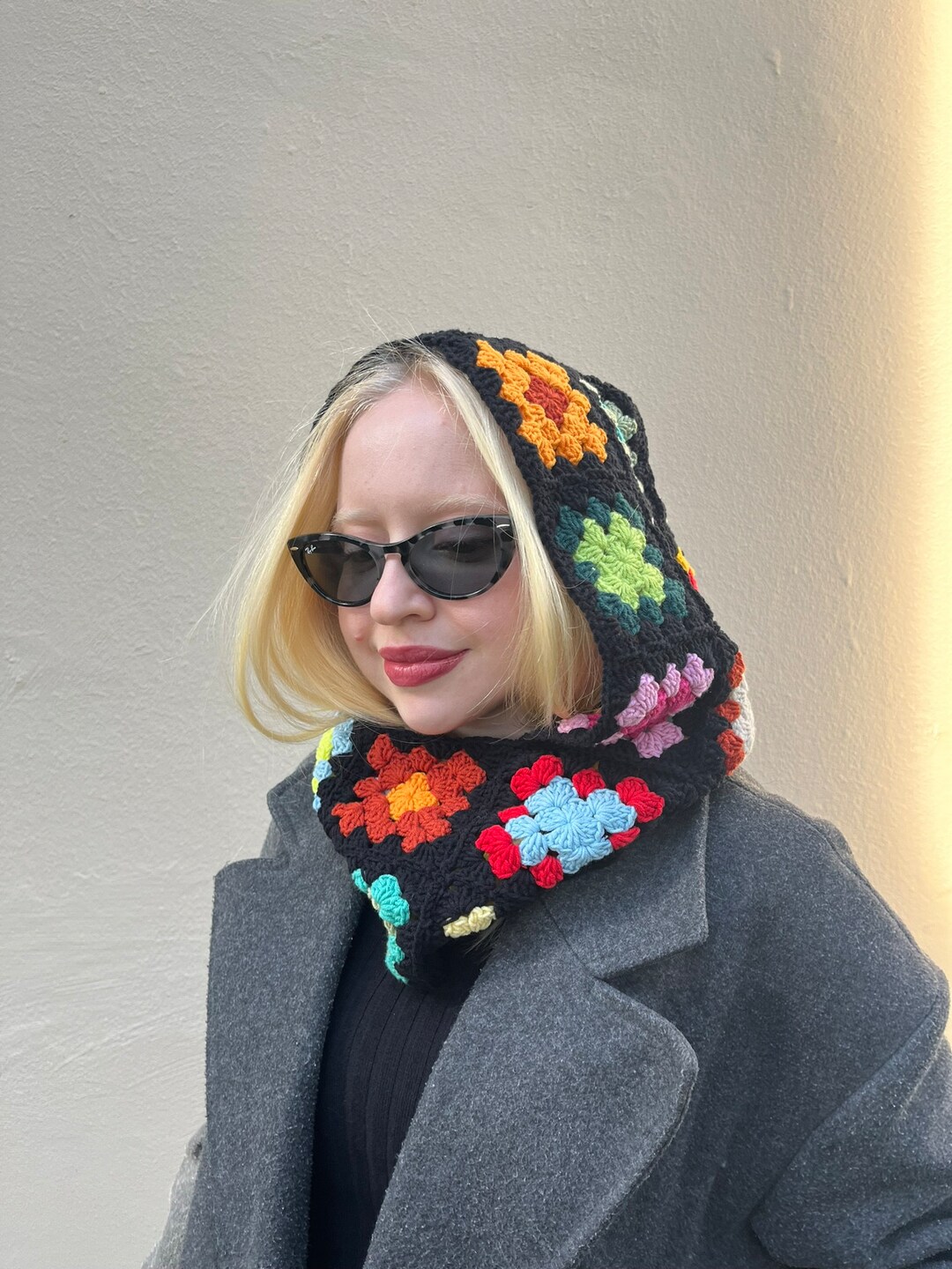 Rainbow Crochet Balaclava, Crochet Black Balaclava, Handmade Knitted ...