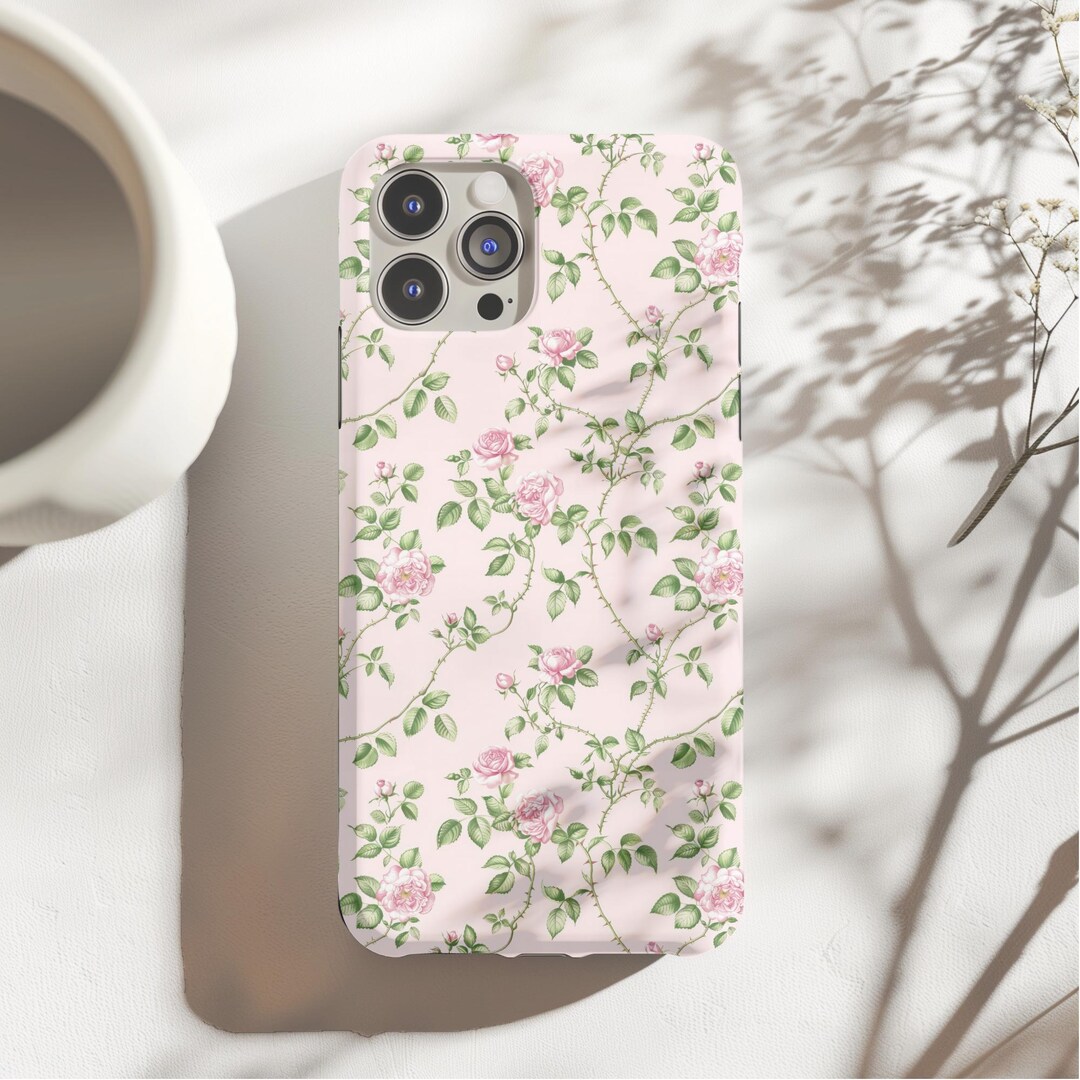 Preppy Pink Grandmillenial Rose Print Slim Phone Case,southern Coquette ...